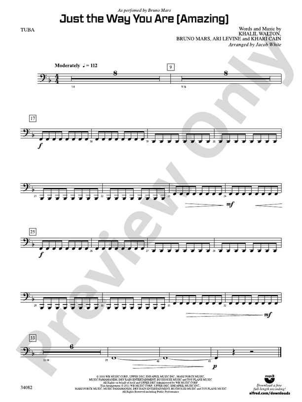 Just the Way You Are (Amazing): Tuba: Tuba Part - Digital Sheet Music ...