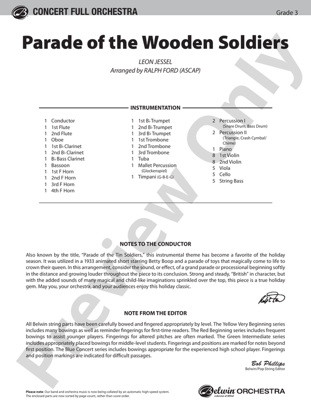Parade of the Wooden Soldiers: Score: Full Orchestra Score - Digital ...