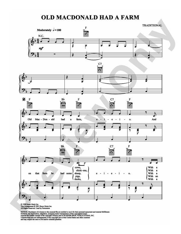 Old MacDonald Had a Farm: Piano/Vocal/Chords: Traditional - Digital ...