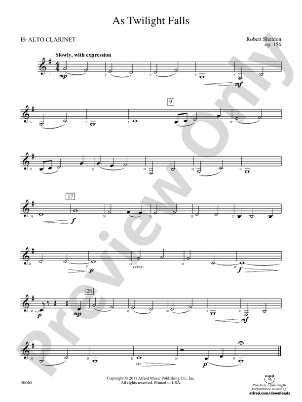 As Twilight Falls: (wp) E-flat Alto Clarinet: (wp) E-flat Alto Clarinet World Part - Digital ...