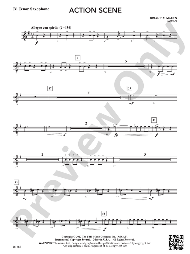 Action Scene: B-flat Tenor Saxophone: B-flat Tenor Saxophone Part: Brian Balmages - Digital ...