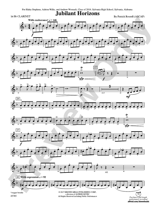 Jubilant Horizons: 1st B-flat Clarinet: 1st B-flat Clarinet Part - Digital Sheet Music Download