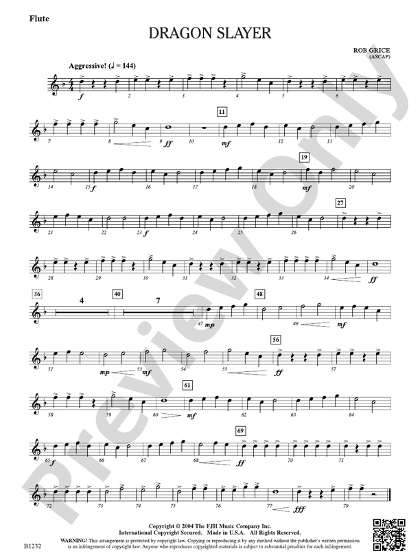 Dragon Slayer: Flute: Flute Part: Rob Grice - Digital Sheet Music Download