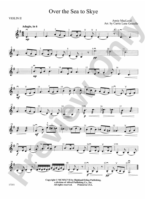 Over the Sea to Skye: 2nd Violin: 2nd Violin Part - Digital Sheet Music ...