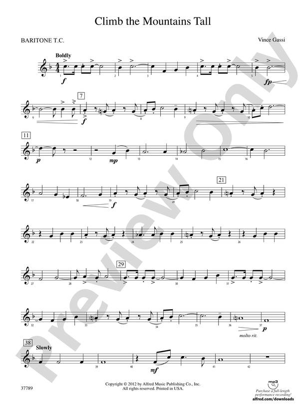Climb the Mountains Tall: Baritone T.C.: Baritone T.C. Part - Digital ...