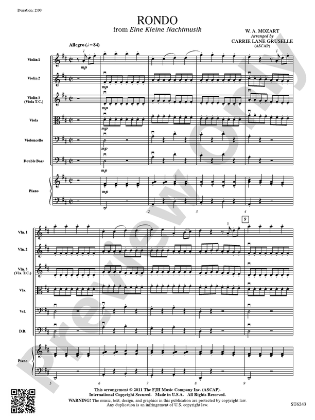 Rondo from Eine Kleine Nachtmusik: String Orchestra Conductor Score ...