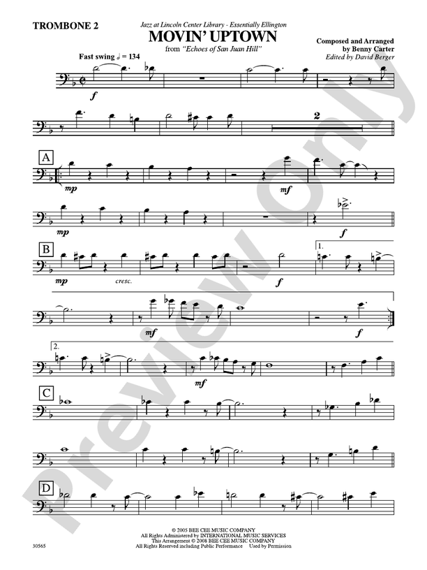 Movin' Uptown: 2nd Trombone: 2nd Trombone Part - Digital Sheet Music Download