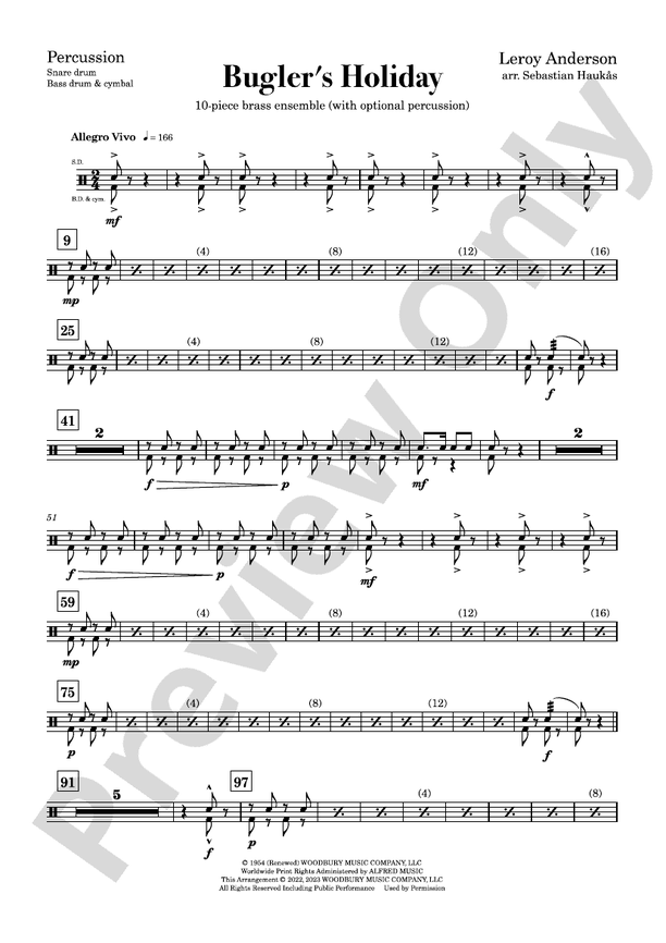 Bugler's Holiday: 1st Percussion: 1st Percussion Part - Digital Sheet ...