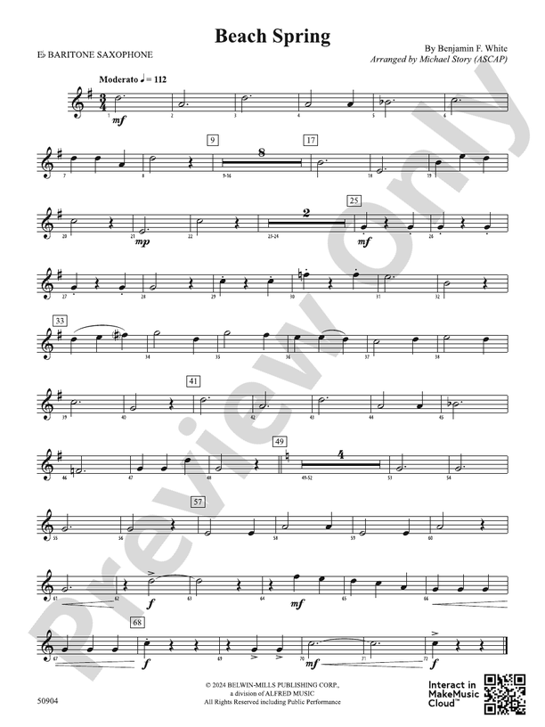Beach Spring: E-flat Baritone Saxophone: E-flat Baritone Saxophone Part - Digital Sheet Music ...