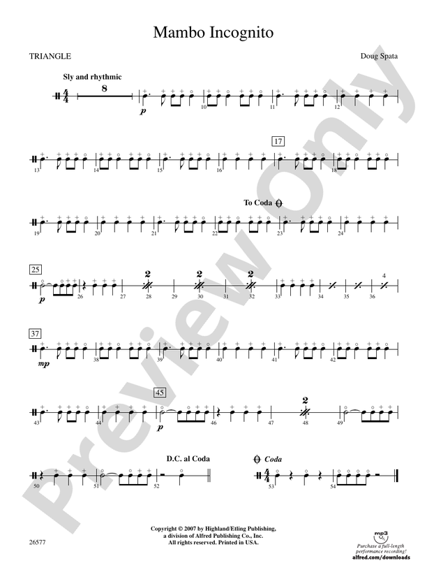 Mambo Incognito: 2nd Percussion: 2nd Percussion Part - Digital Sheet Music Download