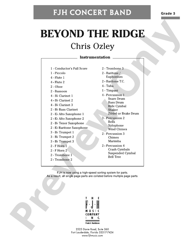 Beyond the Ridge: Score: Concert Band Score: Chris Ozley - Digital Sheet Music Download