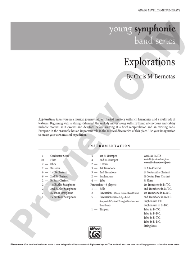 Explorations: Concert Band Conductor Score & Parts: Chris M. Bernotas - Digital Sheet Music Download
