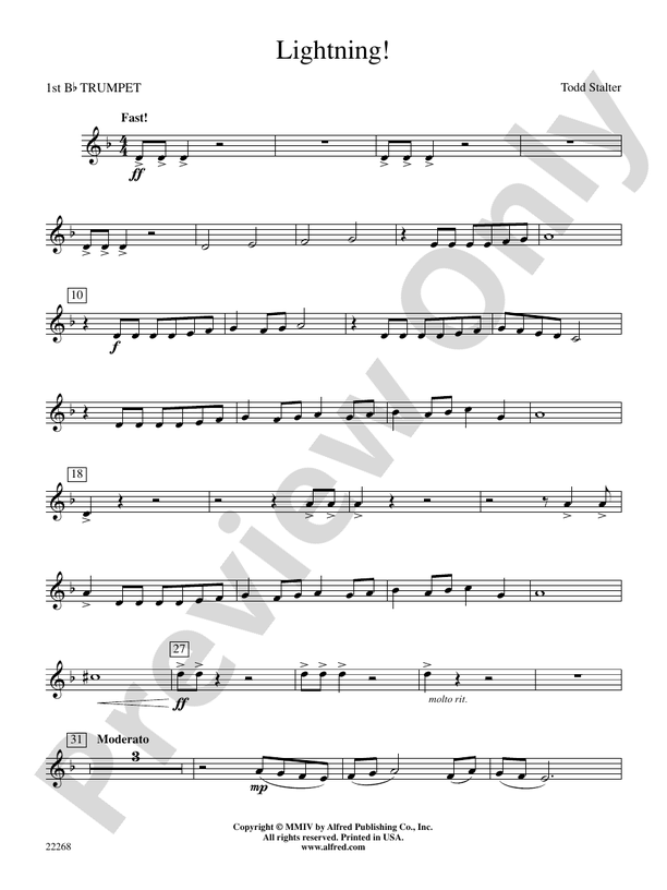 Lightning!: 1st B-flat Trumpet: 1st B-flat Trumpet Part - Digital Sheet ...
