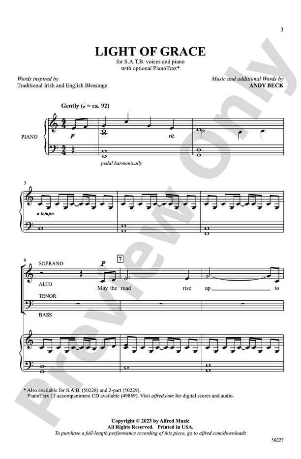 Light of Grace: SATB Choral Octavo: Andy Beck - Digital Sheet Music ...