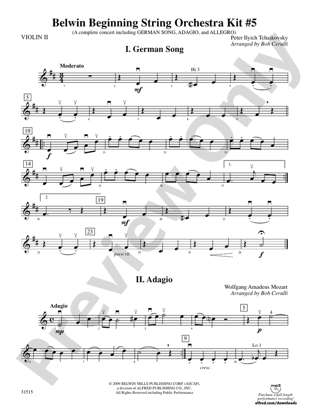 Belwin Beginning String Orchestra Kit #5: 2nd Violin: 2nd Violin Part ...