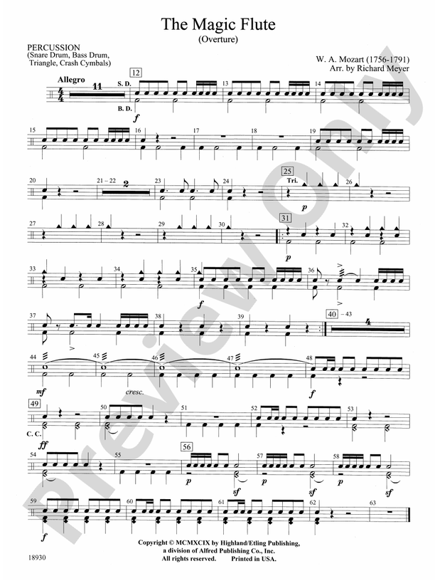 The Magic Flute (Overture): 1st Percussion: 1st Percussion Part ...