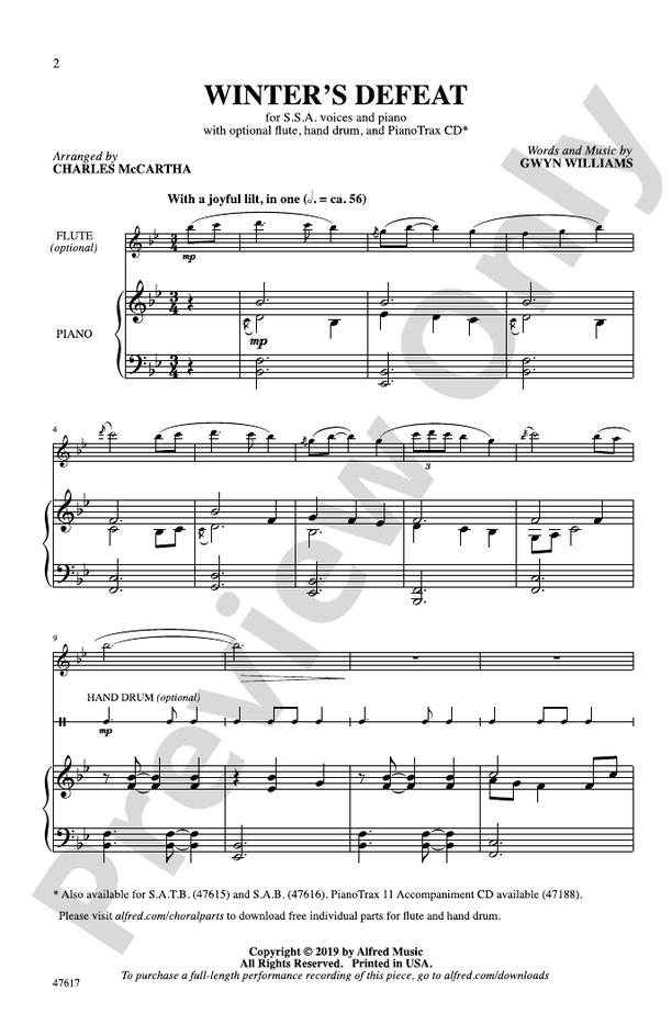 Winter's Defeat: SSA Choral Octavo: Gwyn Williams - Digital Sheet Music ...