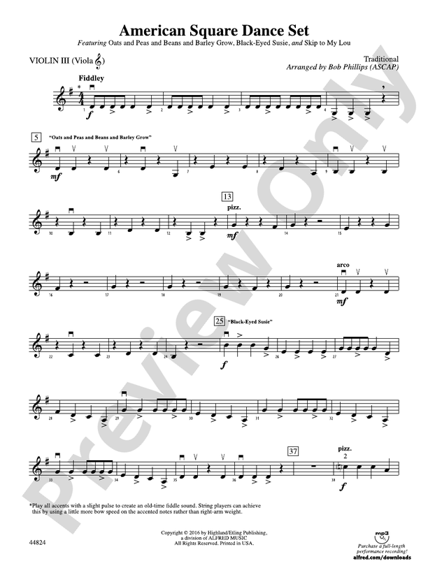 American Square Dance Set: 3rd Violin (Viola [TC]): 3rd Violin (Viola ...