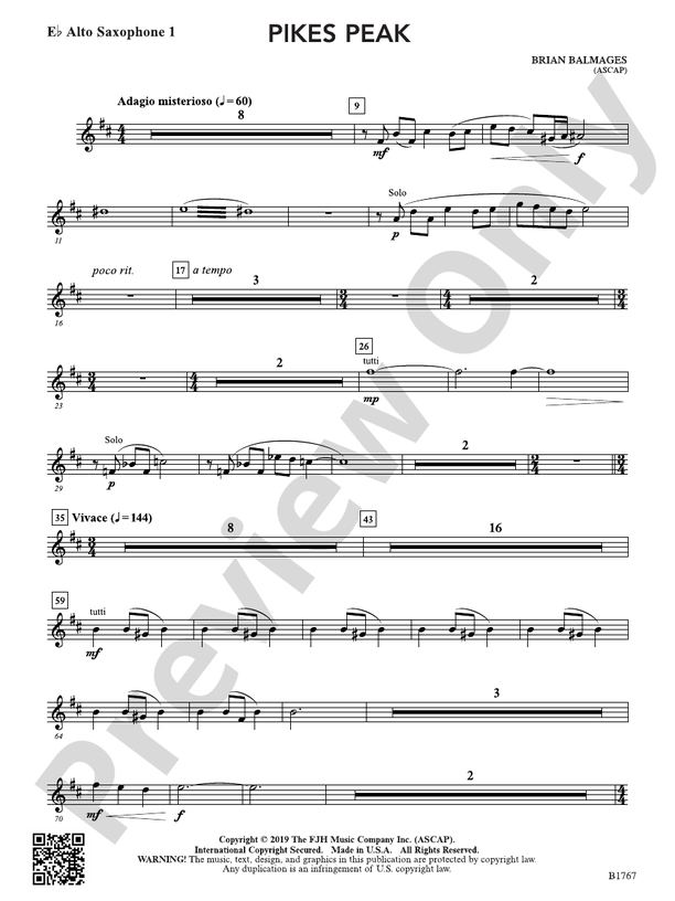 Pikes Peak: E-flat Alto Saxophone 1: E-flat Alto Saxophone 1 Part: Brian Balmages - Digital ...