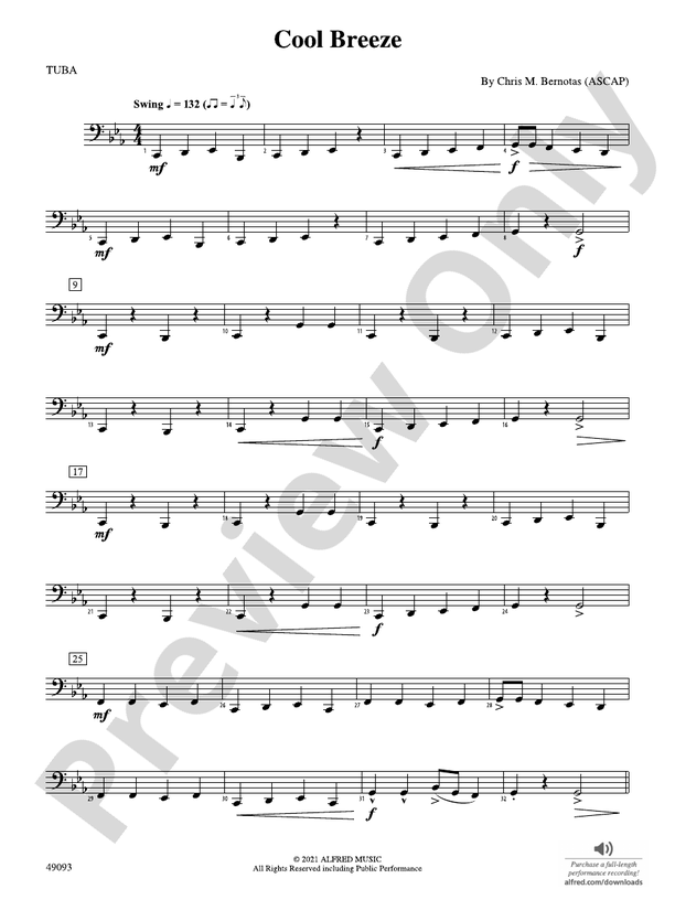Cool Breeze: Tuba: Tuba Part - Digital Sheet Music Download