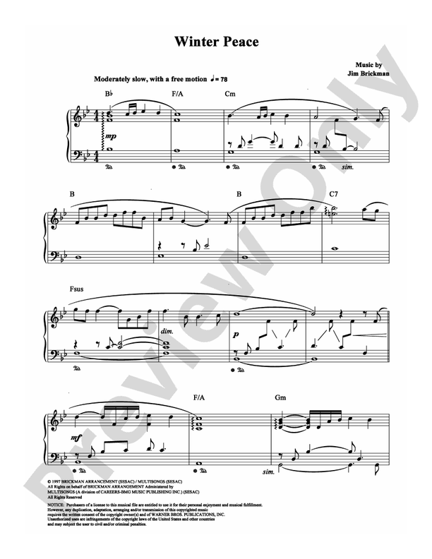 Winter Peace: Piano: Jim Brickman - Digital Sheet Music Download
