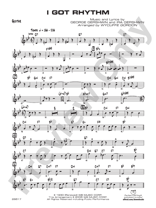 I Got Rhythm: Guitar: Guitar Part - Digital Sheet Music Download