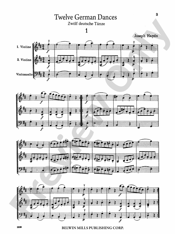 Haydn: Twelve German Dance (Score & Parts, arranged): Twelve German ...