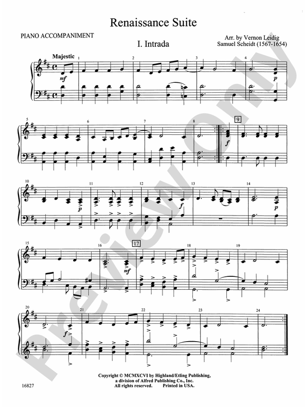 Renaissance Suite: Piano Accompaniment: Piano Accompaniment Part ...