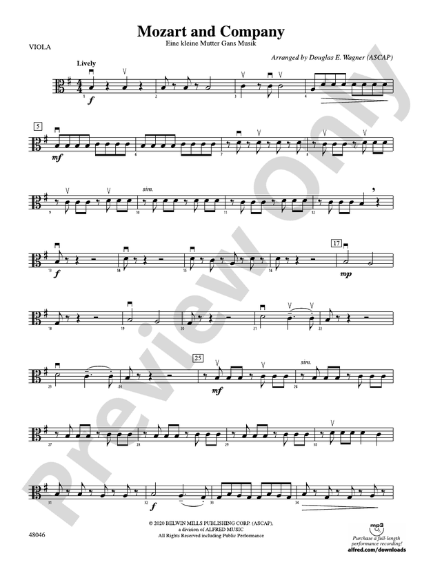 Mozart and Company: Viola: Viola Part - Digital Sheet Music Download