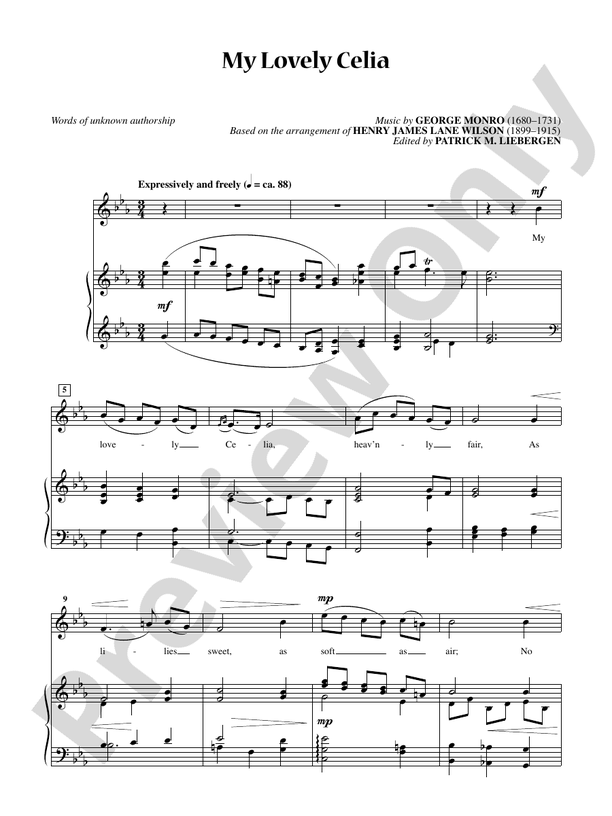 My Lovely Celia [Medium Voice]: Voice: George Monro - Digital Sheet Music Download