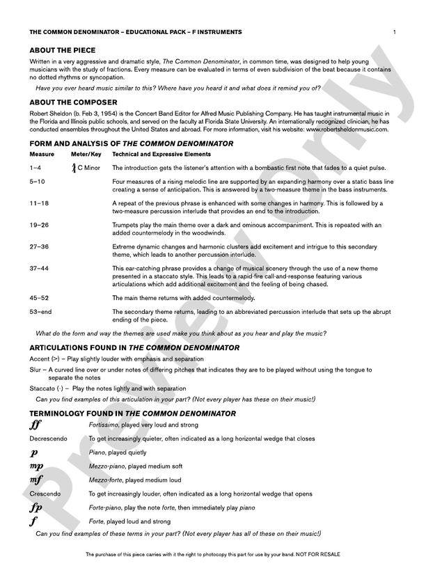 The Common Denominator: F Educational Pack: F Educational Pack Part ...