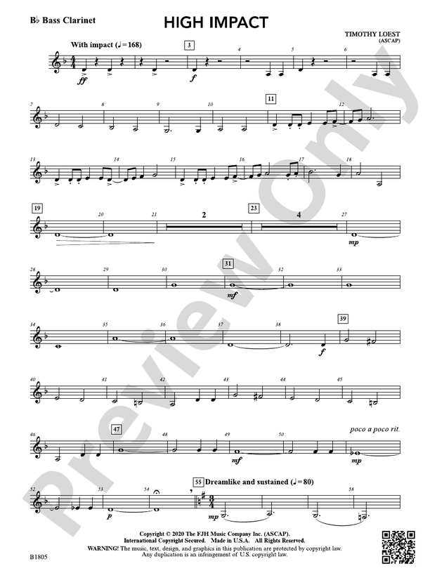 High Impact: B-flat Bass Clarinet: B-flat Bass Clarinet Part: Timothy ...