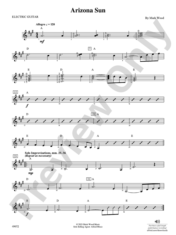 Arizona Sun: Guitar: Guitar Part - Digital Sheet Music Download