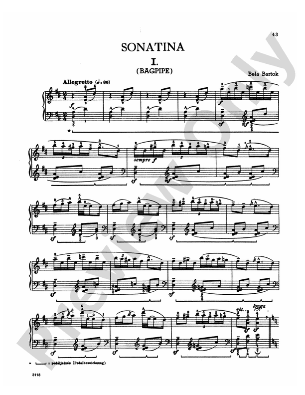 Bartók: Album for Piano: Sonatina Part - Digital Sheet Music Download