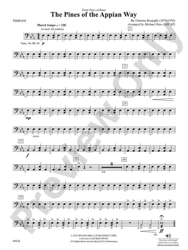 The Pines of the Appian Way: Timpani: Timpani Part - Digital Sheet Music Download