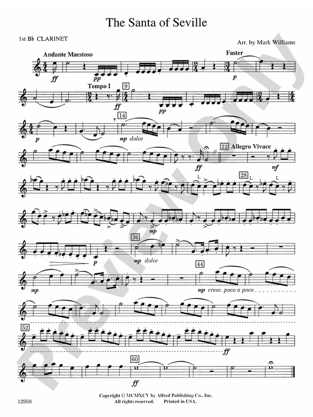 The Santa of Seville: 1st B-flat Clarinet: 1st B-flat Clarinet Part ...