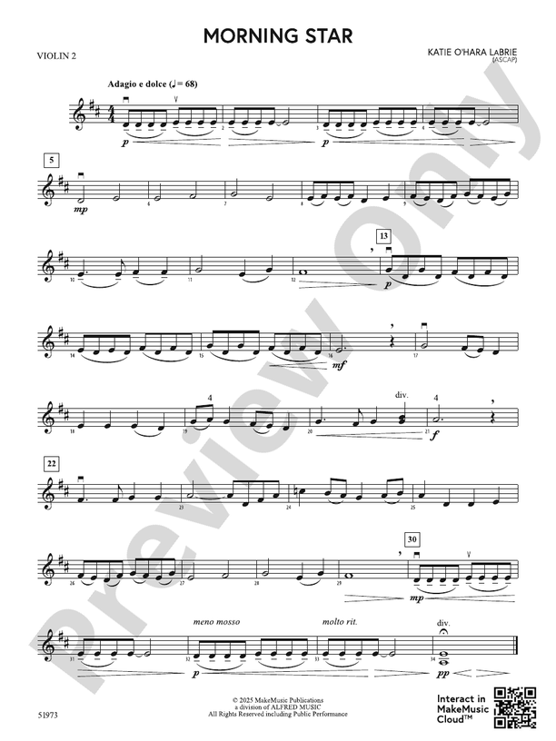 Morning Star: 2nd Violin: 2nd Violin Part - Digital Sheet Music Download