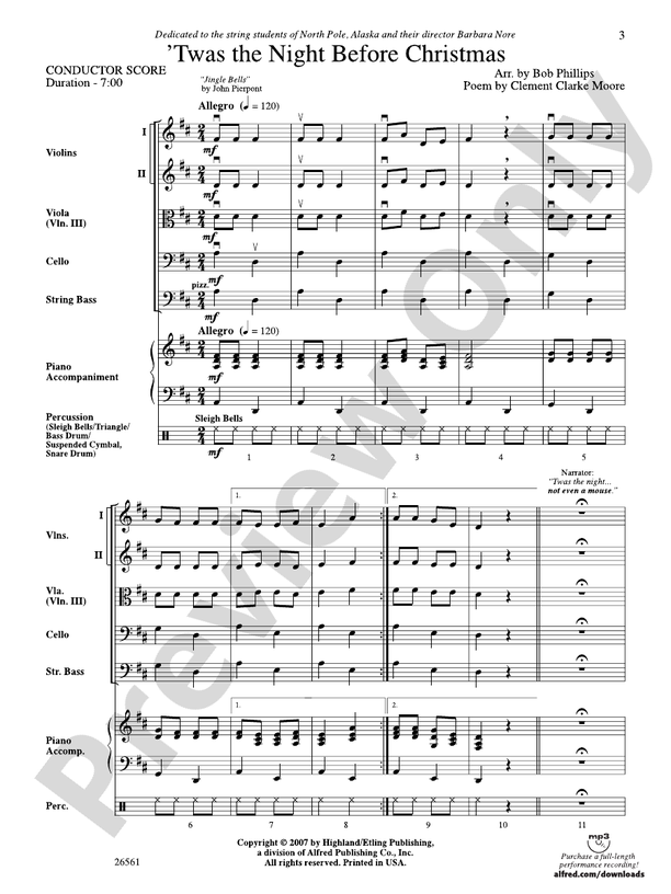 'Twas the Night Before Christmas: Score: String Orchestra Score ...