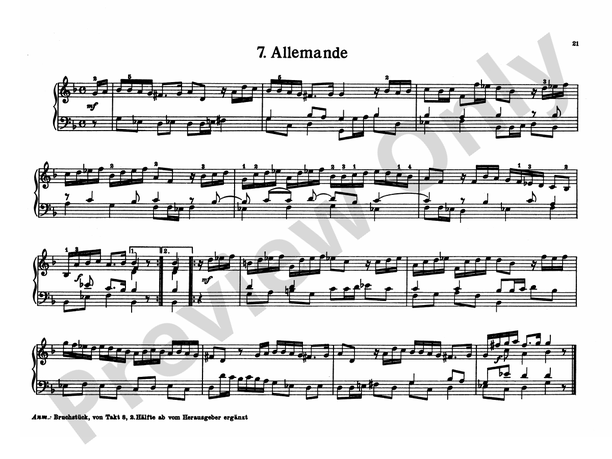 Bach: Notebook for Wilhelm Friedemann Bach: 7. Allemande Part - Digital ...