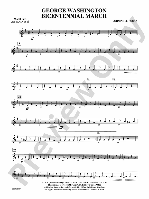 George Washington Bicentennial March: WP 2nd Horn in E-flat: WP 2nd ...