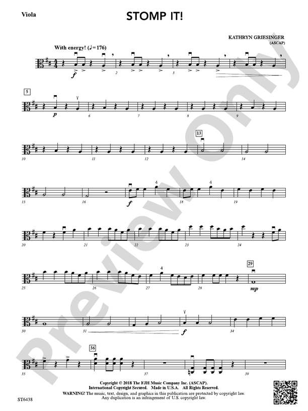 Stomp It!: Viola: Viola Part: Kathryn Griesinger - Digital Sheet Music ...
