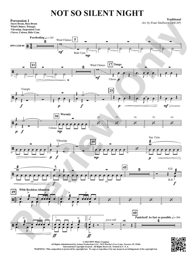 Not So Silent Night: 1st Percussion: 1st Percussion Part - Digital ...