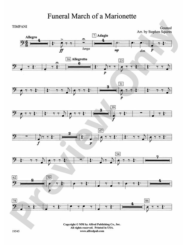 Funeral March of a Marionette: Timpani: Timpani Part - Digital Sheet ...