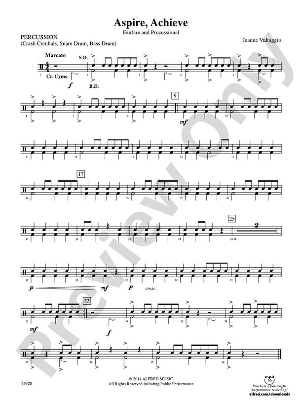 Aspire, Achieve: 1st Percussion: 1st Percussion Part - Digital Sheet Music Download