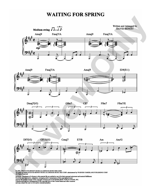 Waiting For Spring: Piano: David Benoit - Digital Sheet Music Download