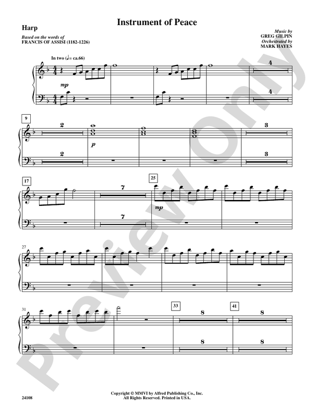 Instrument of Peace: Harp: Harp Part - Digital Sheet Music Download