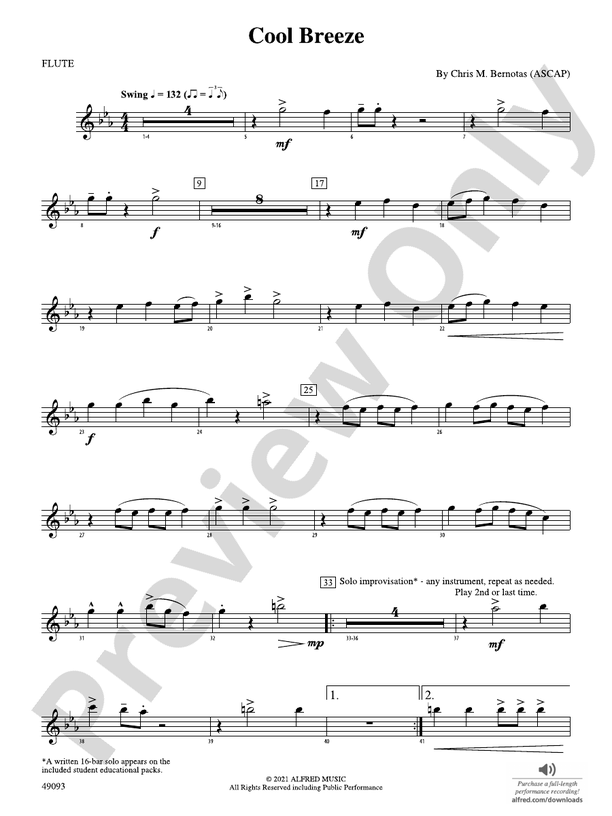 Cool Breeze: Flute: Flute Part - Digital Sheet Music Download