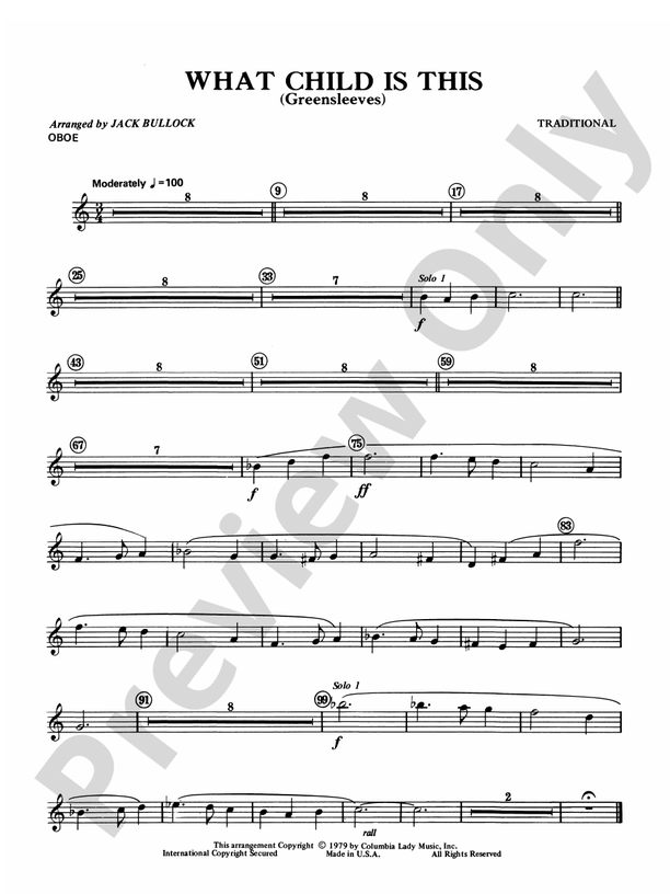 What Child Is This?: Oboe: Oboe Part - Digital Sheet Music Download