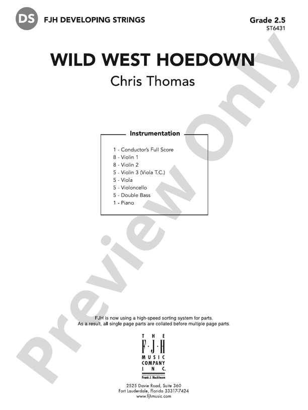 Wild West Hoedown: Score: : Chris Thomas - Digital Sheet Music Download
