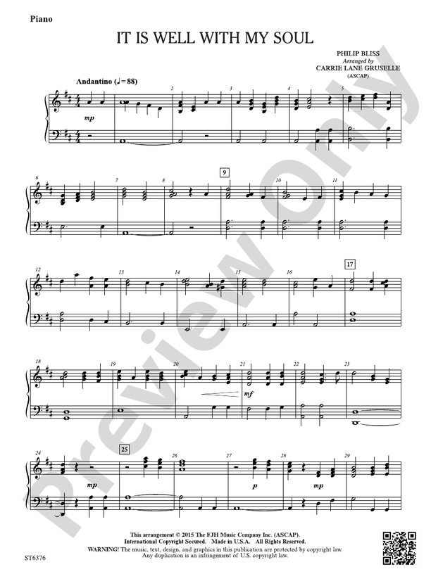 It Is Well with My Soul: Piano: Piano Part: Philip Bliss - Digital ...